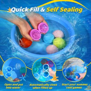 SOPPYCID Water Balloons, 4 Count, Reusable & Attractive, Quick Fill & Self-Sealing, Perfect for Backyard Fights, Pool Parties, Beach Games, Great Summer Gift