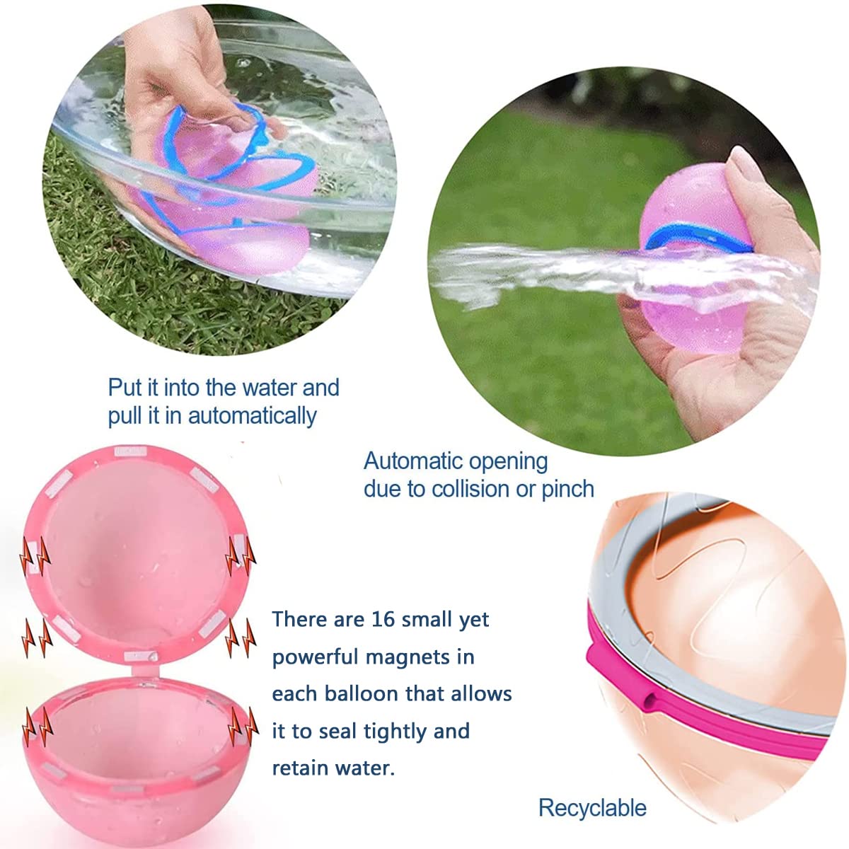 Reusable Water Balloons Quick Fill,Self Sealing Waterfall Water Balls for Kids,Water Bomb Splash Balls for Swimming Pool,Rapid Filling Easy Tying Water Balloon (Poop/6pcs)