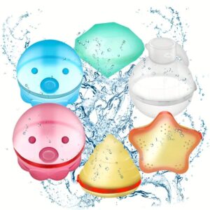 Reusable Water Balloons Quick Fill,Self Sealing Waterfall Water Balls for Kids,Water Bomb Splash Balls for Swimming Pool,Rapid Filling Easy Tying Water Balloon (Poop/6pcs)