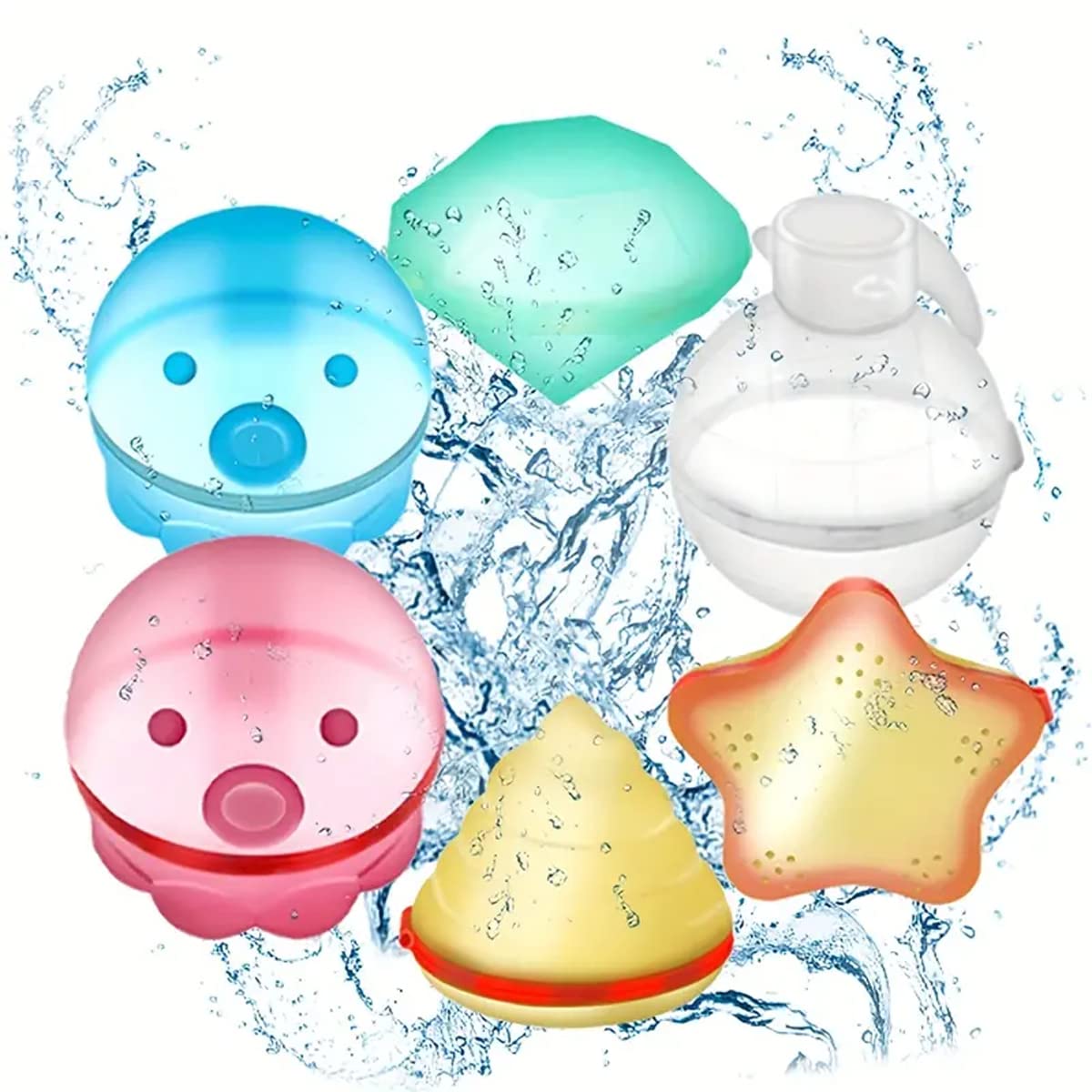 Reusable Water Balloons Quick Fill,Self Sealing Waterfall Water Balls for Kids,Water Bomb Splash Balls for Swimming Pool,Rapid Filling Easy Tying Water Balloon (Poop/6pcs)