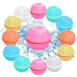 sopco 12 pcs reusable water balloons quick fill self sealing magnetic water balls for kids silicone water bomb for swimming pool water fight game summer splash fun party toys