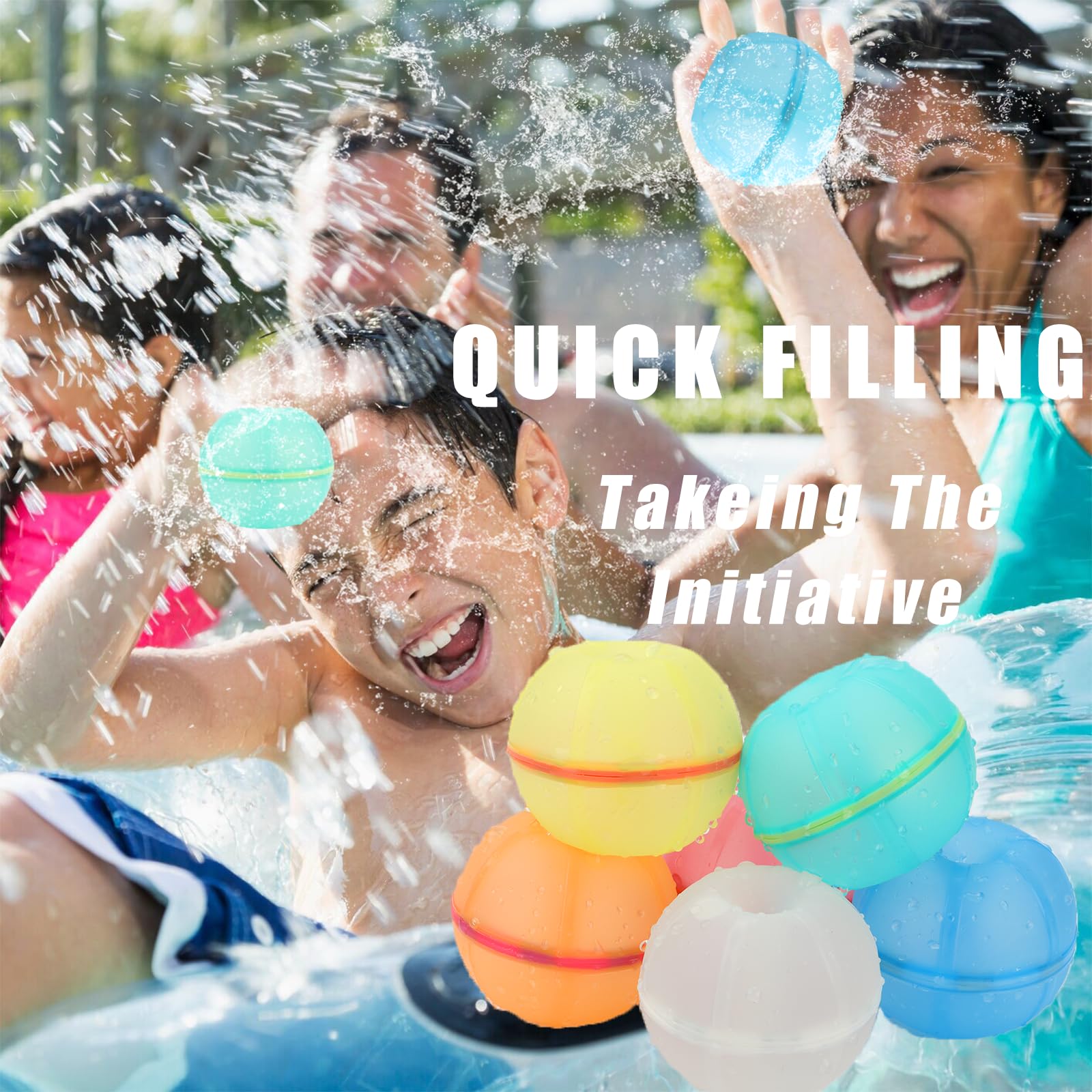 Sopco 12 PCS Reusable Water Balloons Quick Fill Self Sealing Magnetic Water Balls for kids Silicone Water Bomb for Swimming Pool Water Fight Game Summer Splash Fun Party Toys