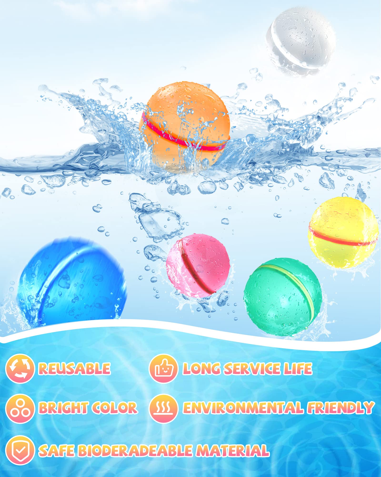 SOPPYCID Tonoviviy Tonoviviy Water Bomb Balloons Reusable, Self-cleaning Refillable Water Balloons for Kids and Adults(4pcs)