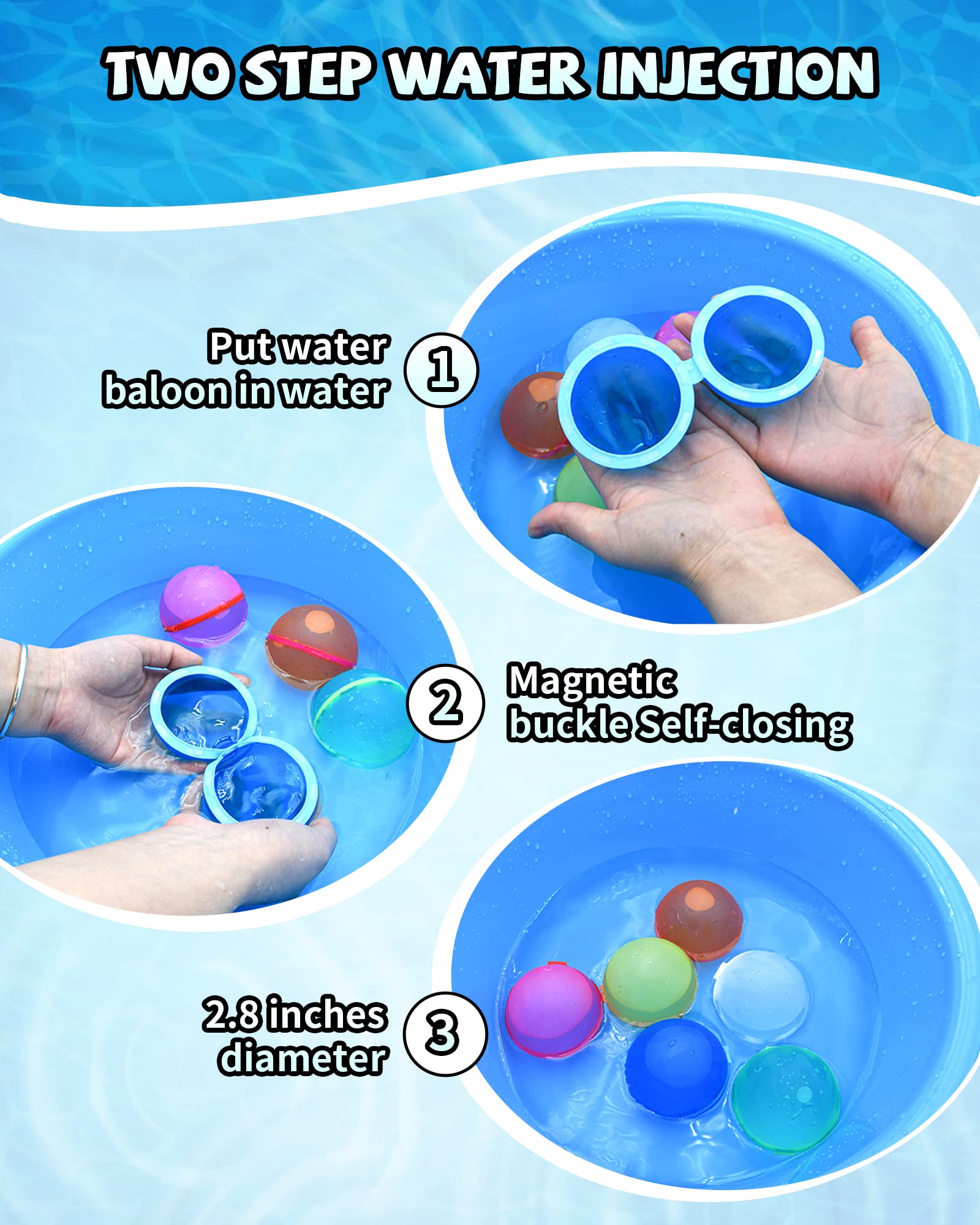 SOPPYCID Tonoviviy Tonoviviy Water Bomb Balloons Reusable, Self-cleaning Refillable Water Balloons for Kids and Adults(4pcs)