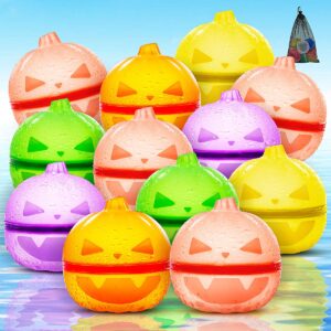 hiliop 12pcs reusable water balloons quick fill & self sealing, latex-free silicone magnetic splash water balloon for kids