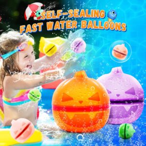 Hiliop 12PCS Reusable Water Balloons Quick Fill & Self Sealing, Latex-Free Silicone Magnetic Splash Water Balloon for Kids