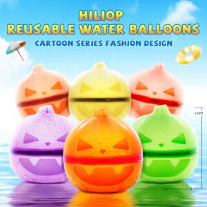 Hiliop 12PCS Reusable Water Balloons Quick Fill & Self Sealing, Latex-Free Silicone Magnetic Splash Water Balloon for Kids