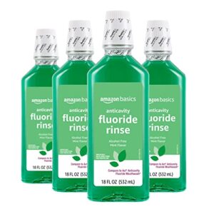 amazon basics anticavity fluoride rinse, alcohol free, mint, 18.00 fl oz (pack of 4) (previously solimo)