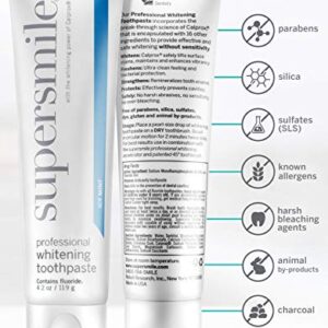 Supersmile Professional Teeth Whitening Toothpaste with Fluoride - Clinically Proven to Remove Stains & Whiten Teeth Up to 6 Shades - Enamel Strengthening - No Sensitivity (Icy Mint, 4.2 Oz)