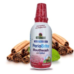 nature's answer periobrite cinamint mouthwash| promotes healthy teeth & gums| fights bad breath| fluoride-free, alcohol-free, gluten-free & vegan| no artificial preservatives 16oz