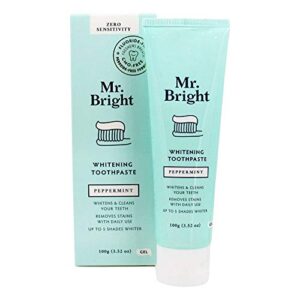 mr. bright - whitening fluoride free toothpaste gel peppermint - 3.52 oz.