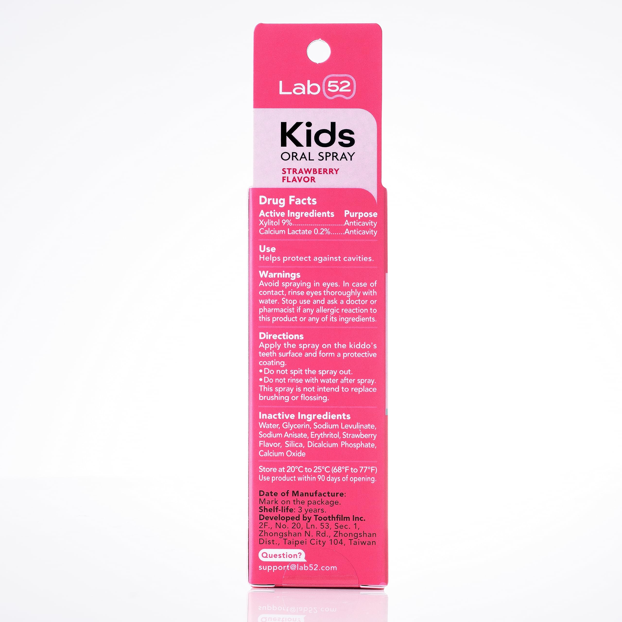 LAB52 Kids Oral Spray, Toddler Toothpaste Helper for Cavity Repair and Fresh Breath, Children Anticavity with Fluoride Free for Newborn to Preschoolers, Xylitol Strawberry Flavor