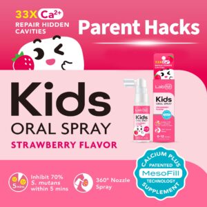 LAB52 Kids Oral Spray, Toddler Toothpaste Helper for Cavity Repair and Fresh Breath, Children Anticavity with Fluoride Free for Newborn to Preschoolers, Xylitol Strawberry Flavor