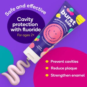 BURSTkids Marshmallow Sparkle Kids Toothpaste with Fluoride - Great Tasting Flavored Childrens & Toddler Toothpaste - Anticavity, Dye Free, Vegan, Safe Toothpaste for Kids Ages 2+ - 4oz