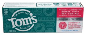 tom's of maine sensitive + whitening fluoride-free toothpaste, 4.0oz