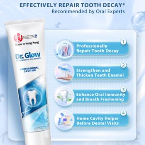 Dr. Glow Adult Cavity Repair Toothpaste, Hydroxyapatite Toothpaste Fluoride Free, Home Cavity Repair Remineralizing Toothpaste for Enamel Repair, Tooth Decay Repair Toothpaste for Stain Removal 2Tubes