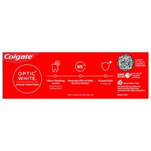 Colgate Optic White Stain Fighter Stain Removal Toothpaste, Fresh Mint Gel, 4.2 Oz