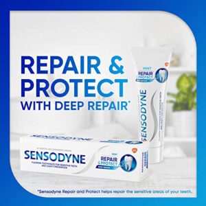 Sensodyne Repair and Protect Mint Toothpaste, Toothpaste for Sensitive Teeth and Cavity Prevention, 3.4 oz