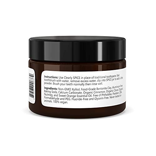 Isabella’s Clearly Spice Remineralizing Tooth Powder | Teeth Whitening Natural Toothpaste Fluoride Free for Adults, Kids, Sensitive Teeth & Gums | Xylitol, Baking Soda, Clay, Calcium, Cinnamon, Clove