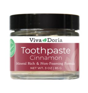 viva doria fluoride free natural mineralizing toothpaste - cinnamon (3 oz glass jar)