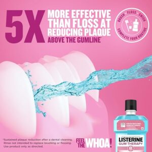 Listerine Gum Therapy Antiplaque & Anti-Gingivitis Mouthwash, Oral Rinse to Help Reverse Signs of Early Gingivitis like Bleeding Gums, ADA Accepted, Glacier Mint, 1 L