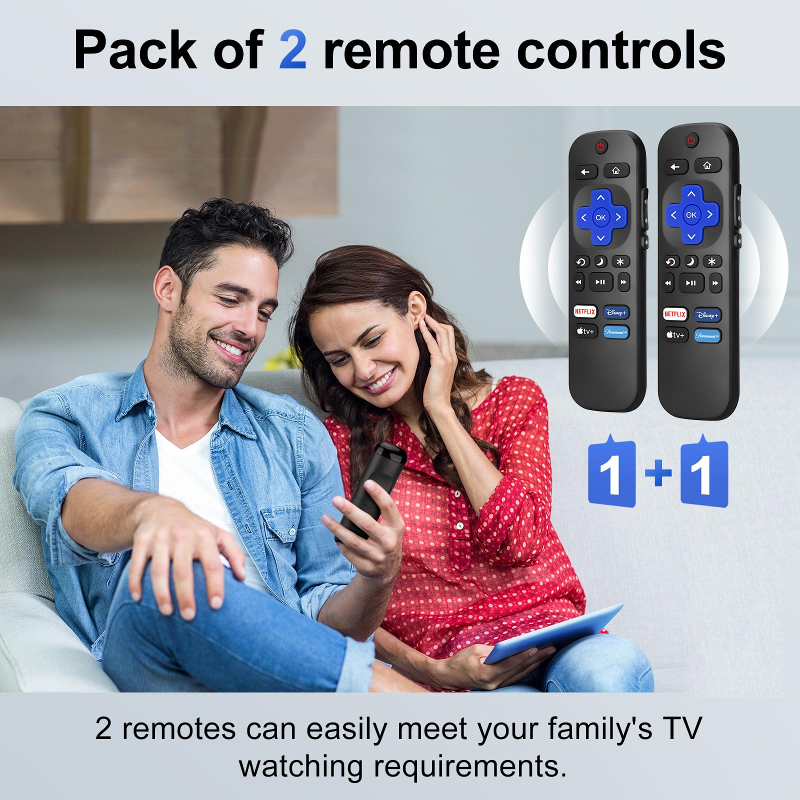 (Pack of 2) Replacement for Roku TV Remote Control - Only for Roku TV, Universal for Onn Roku/TCL Roku/Hisense Roku/Philips Roku/Element Roku TV (Not for Stick or Box)