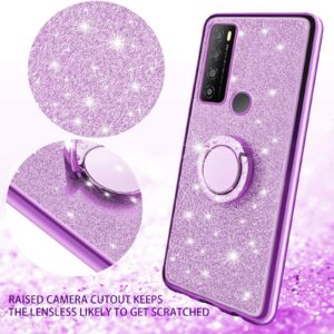 Easyscen Case for TCL 30 XL (6.82-inch) Cover Shockproof Protector with Strap Lanyard Holder Ring for Girls Women Glitter Sparkle Bling Cute Phone Case for TCL 30 XL (T701DL) - Purple