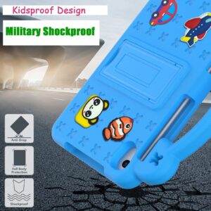 Tading for TCL Tab 8 LE Case for Kids, Children Friendly DIY Cartoon EVA Foam Protective Handle Stand Cover for TCL Tab 8 LE (Model: 9137W)/ TCL Tab 8 WiFi (Model: 9132X) - Light Blue