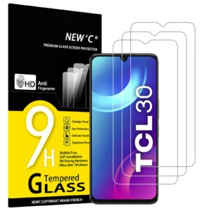 NEW'C [3 Pack] Designed for TCL 30 5G/TCL 30/TCL 30 Plus Screen Protector Tempered Glass, Bubble Free, Ultra Resistant