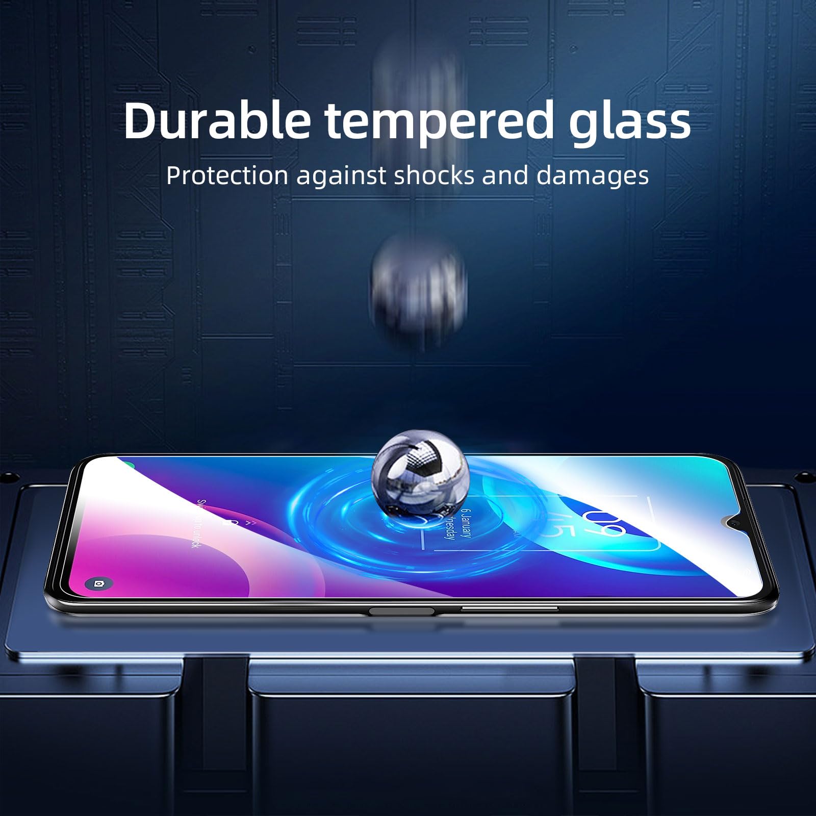 NEW'C [3 Pack] Designed for TCL 30 5G/TCL 30/TCL 30 Plus Screen Protector Tempered Glass, Bubble Free, Ultra Resistant