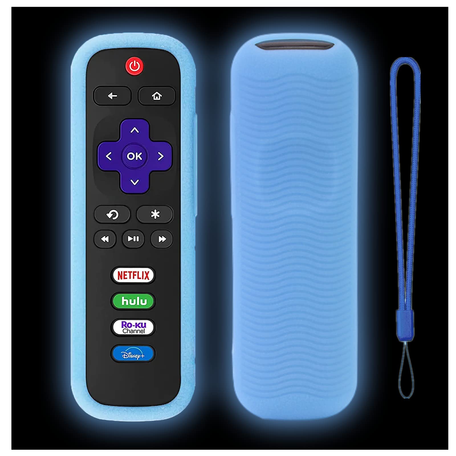 Silicone Protective Controller Sleeve for Roku | TCL Hisense Roku Remote Case Universal for Onn Roku TV Remote Cover with Tracker,Glow in The Dark