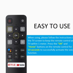 Voice Remote Control for TCL Android TV, New Upgraded Replacement RC802V for TCL TVs, 40S330 32S330 40S334 32S334 70S430 32A325 32A323 65Q637 55S430 43S430 55Q637 43S434 75S434 32P30S