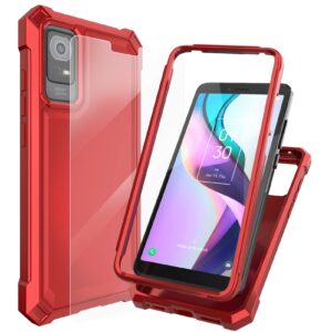 ailiber phone case for tcl ion x/tcl ion v, tcl 40z t607dl case with screen protector, dual layer structure protection, shockproof corners tpu bumper, heavy duty protective cover case for tcl ionv-red