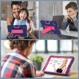 Bingcok for TCL TAB 8 LE Case, TCL TAB 8 LE Case for Kids, Heavy Duty Rugged Full-Body Hybrid Shockproof Drop Protection Cover for TCL Tab 8 LE (9137W) 2023/TCL Tab 8 WiFi (9132X) (5-Navy+Rose)