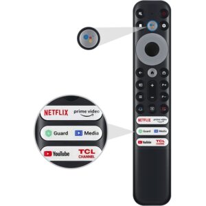 replacement google voice remote control for tcl android tv mini-led qled 4k uhd smart tv with 6 shortcut buttons netflix, prime video, youtube, guard, media and tcl channel