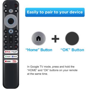 Replacement Google Voice Remote Control for TCL Android TV Mini-LED QLED 4K UHD Smart TV with 6 Shortcut Buttons Netflix, Prime Video, YouTube, Guard, Media and TCL Channel