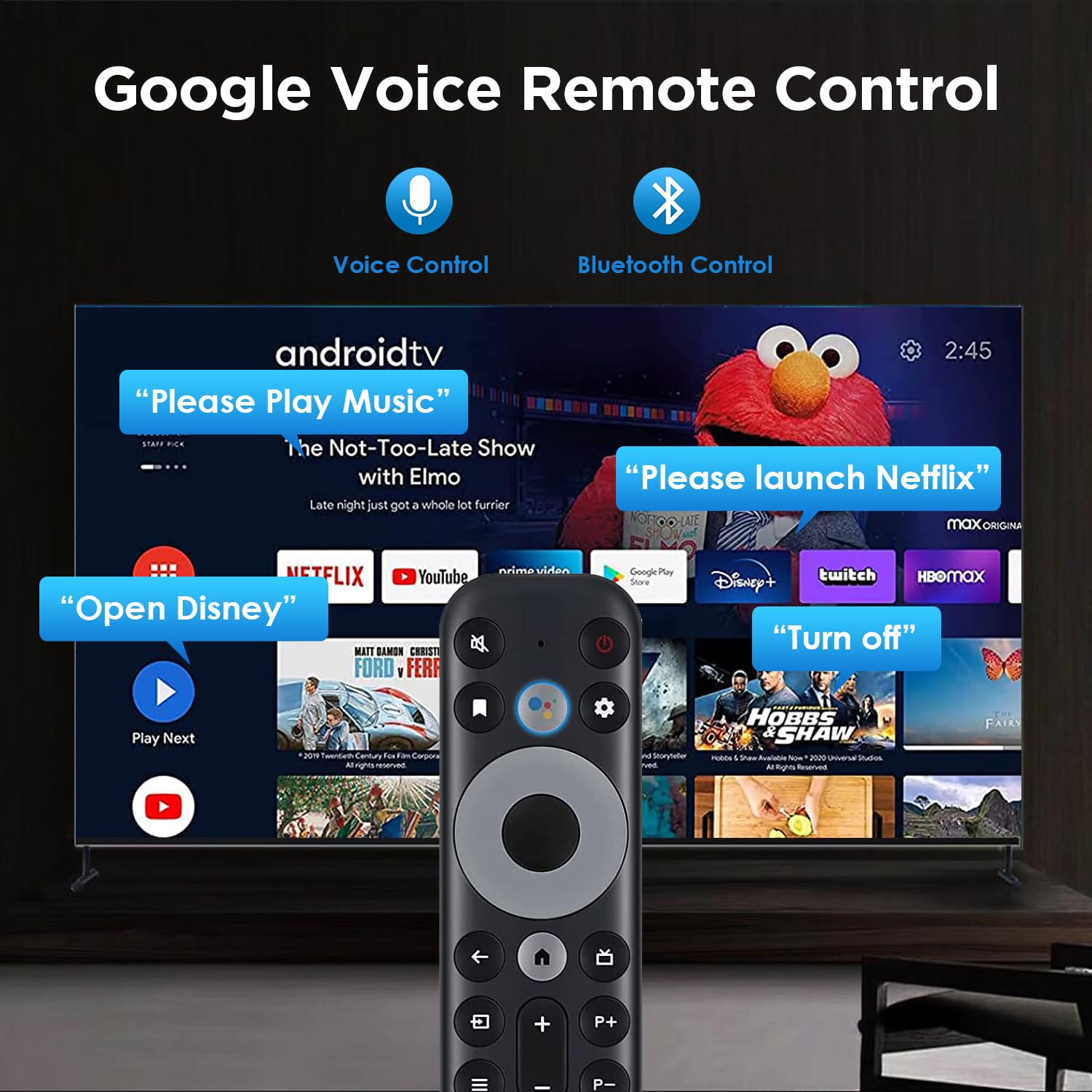 Replacement Google Voice Remote Control for TCL Android TV Mini-LED QLED 4K UHD Smart TV with 6 Shortcut Buttons Netflix, Prime Video, YouTube, Guard, Media and TCL Channel