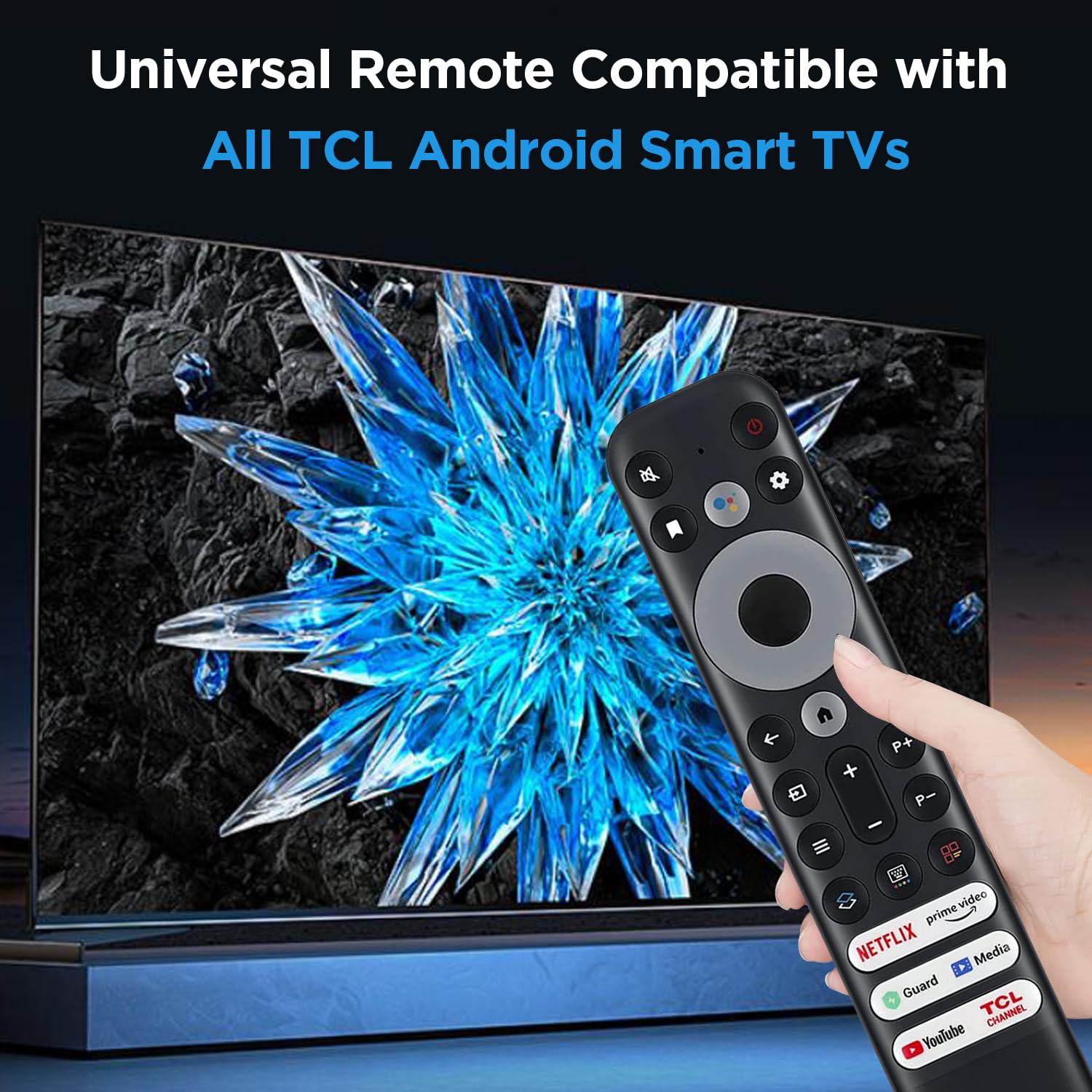 Replacement Google Voice Remote Control for TCL Android TV Mini-LED QLED 4K UHD Smart TV with 6 Shortcut Buttons Netflix, Prime Video, YouTube, Guard, Media and TCL Channel