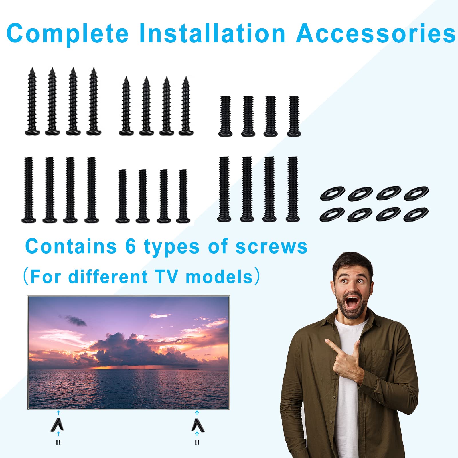 TV Stand Base TV Legs Compatible with TCL 28 32 40 43 49 50 55 65 Inch 4K UHD HDR Roku Smart TV, TV Stand Legs for TCL TV Model 28S305, 32S330, 40S330, 43S423, 43S425, 49S321, 50S425, 55S423, 65S453