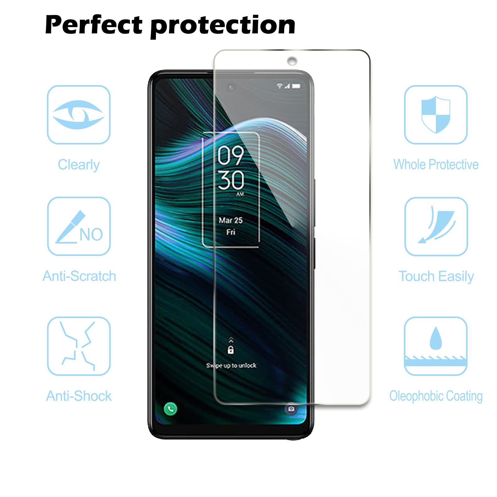 3Pack Screen Protector for TCL Stylus 5G,HD Tempered Glass Film [9H Hardness][Bubble-Free] [Shatter Proof] [Anti-fingerprint] [Easy Installation] Screen Protector Glass Compatible with TCL Stylus 5G