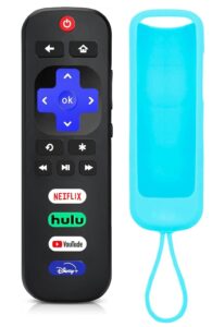 replacement remote for roku tcl tv with luminous silicone case, compatible for tcl roku, hisense, onn, sharp, element, westinghouse, philips roku series smart tvs (not for roku stick and box)