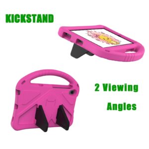 Tading Kids Case for TCL Tab 8 LE Tablet 2023 Released, Children Friendly EVA Foam Protective Stand Handle Cover for TCL Tab 8 LE (Model: 9137W)/ TCL Tab 8 WiFi (Model: 9132X) - Hot Pink