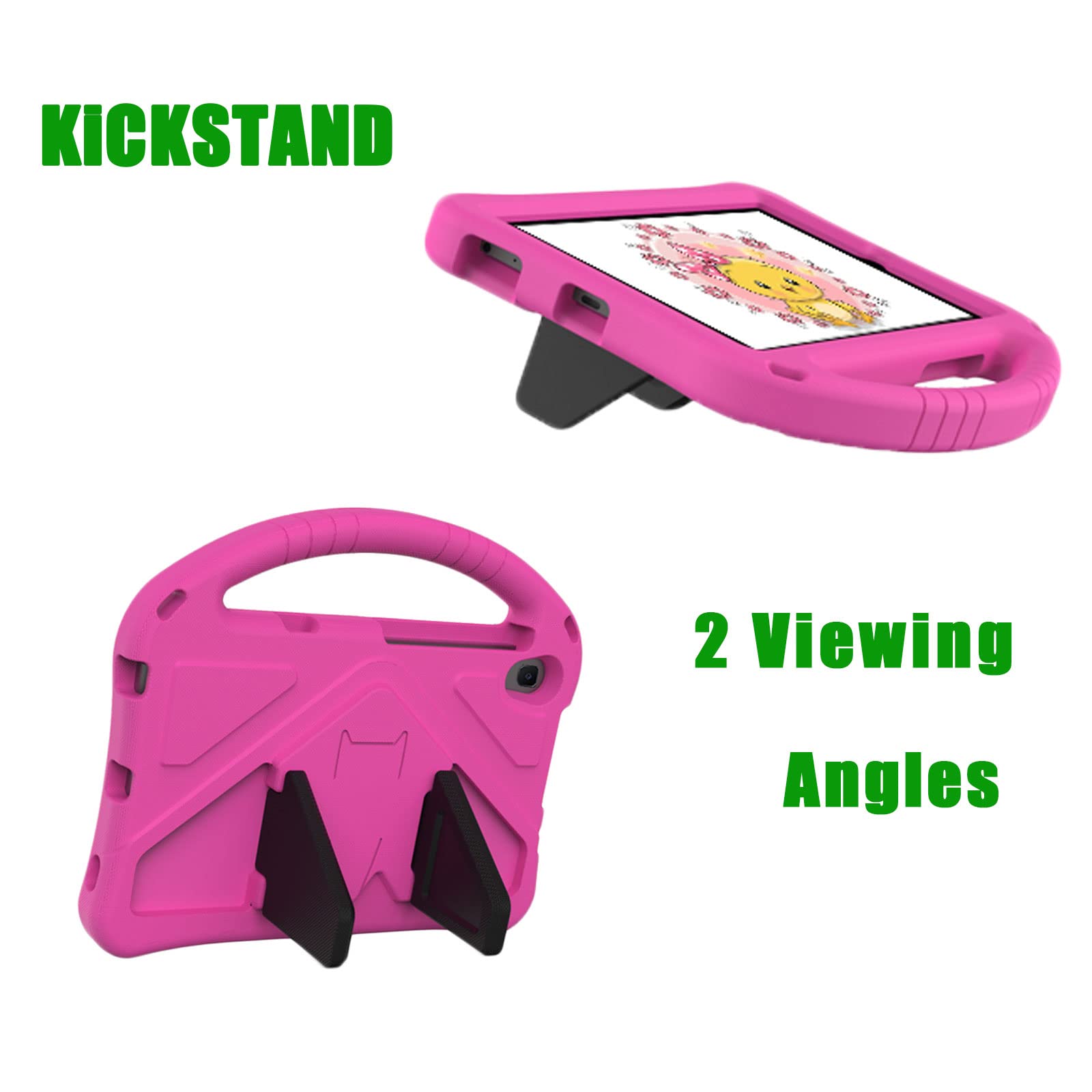 Tading Kids Case for TCL Tab 8 LE Tablet 2023 Released, Children Friendly EVA Foam Protective Stand Handle Cover for TCL Tab 8 LE (Model: 9137W)/ TCL Tab 8 WiFi (Model: 9132X) - Hot Pink