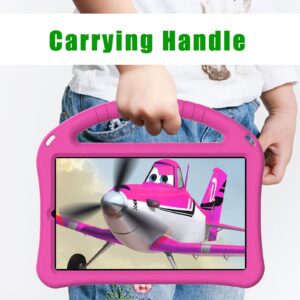 Tading Kids Case for TCL Tab 8 LE Tablet 2023 Released, Children Friendly EVA Foam Protective Stand Handle Cover for TCL Tab 8 LE (Model: 9137W)/ TCL Tab 8 WiFi (Model: 9132X) - Hot Pink