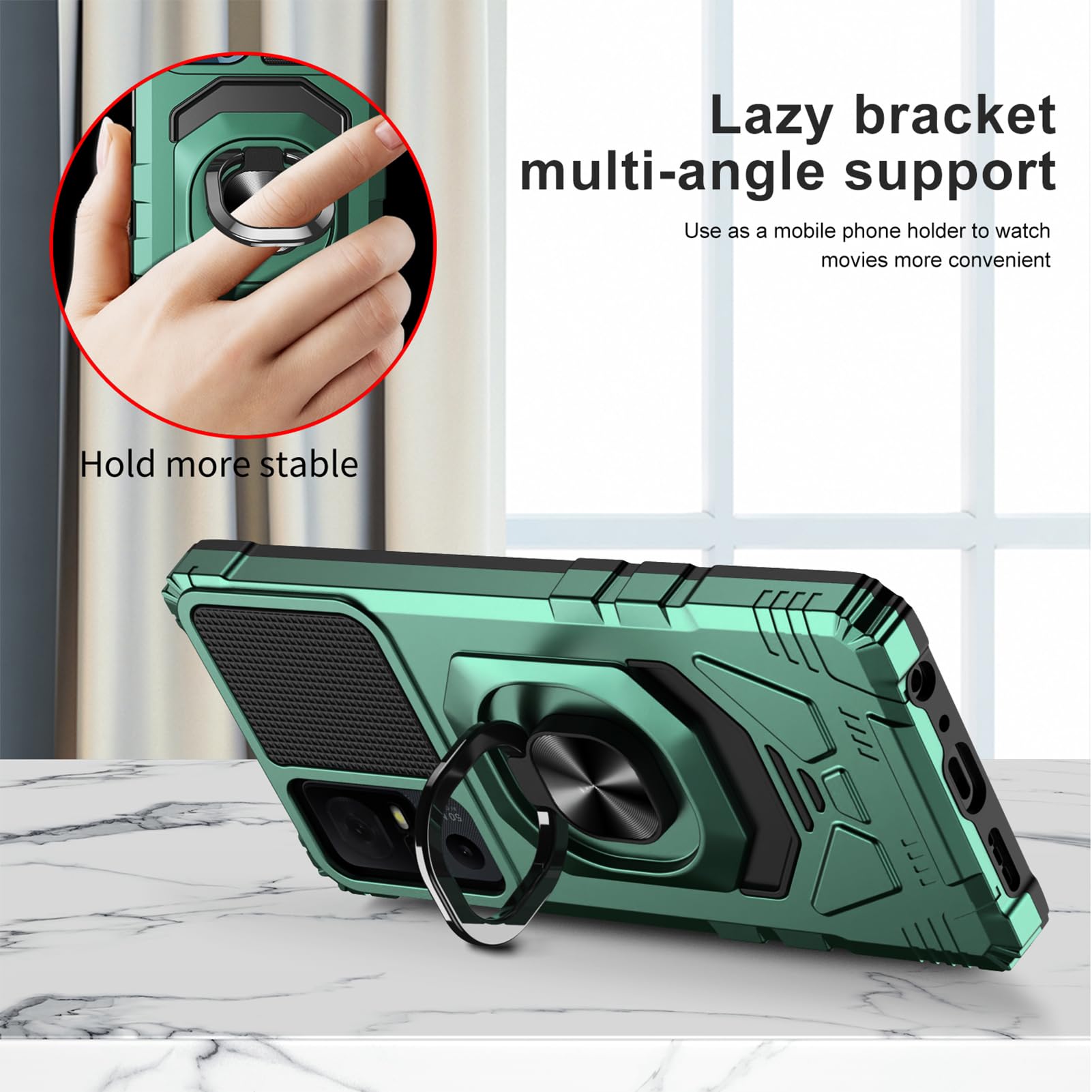 Ailiber Case for TCL 40 X 5G, TCL 40 XE 5G Phone Case with Screen Protector, Ring Stand for Magnetic Car Mount, Military Grade, Heavy Duty Shockproof Rugged Protective Phone Cover for TCL 40X-Green