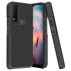 tjs compatible with tcl 30 xe 5g case inch, dual layer hybrid shockproof drop protection impact cover phone case (black)