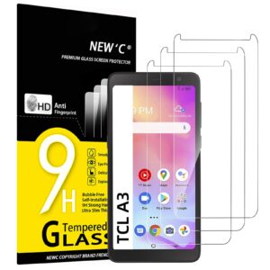 new'c [3 pack] designed for tcl a3 screen protector tempered glass, bubble free, ultra resistant