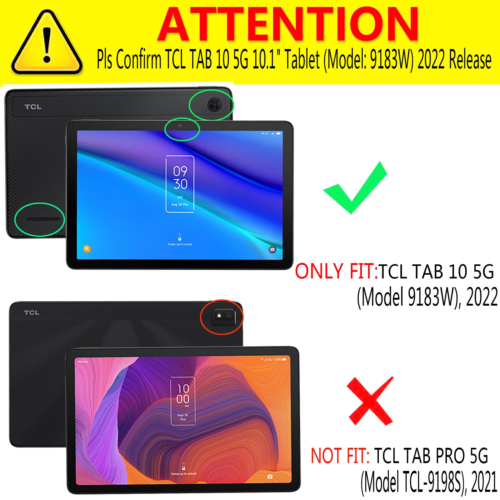 DMLuna Case for TCL Tab 10 5G 10.1" Tablet (Model: 9183W) 2022 Release, (Not Fit TCL Tab Pro 5G Model: TCL-9198S 2021), Folio Premium PU Leather Stand Cover with Hand Strap/Card Slot, Black X87