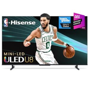 hisense 65-inch class u8 series mini-led uled 4k uhd google smart tv (65u8k) - qled, 480 motion rate, 144hz game mode pro, dolby vision iq, hdmi 2.1, alexa compatibility, 2.1.2 multi-channel audio