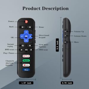 (2 Pack) Universal Roku Remote Replacement ONLY for Roku Series Smart TVs, Compatible for TCL Roku/Hisense Roku/Onn Roku/Sharp Roku/Insignia Roku Series TVs, (Not for Roku Stick and Box)